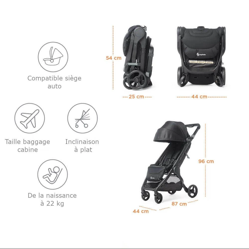 Poussette Ergobaby Metro+ - Black - Univers Poussette